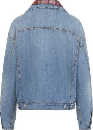 Maison Margiela Denim with Plaid Collar Jacket - Blue