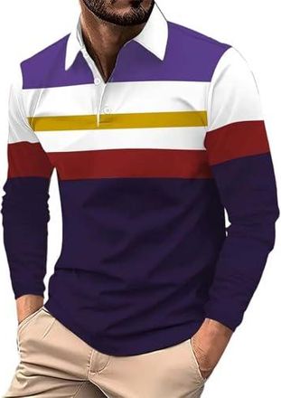 Generic Chemise de golf pour homme &agrave; boutons 1/4, chemise de golf pour homme, confortable, doux, extensible, respirant, ray&eacute;, l&eacute;ger, d&eacute;contract&eacute;, s&eacute;chage rapi