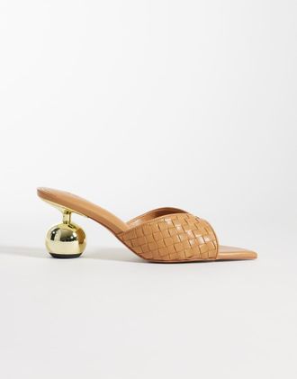 JW PEI Ellie - Mules tress&eacute;es &agrave; talon sph&eacute;rique - Kaki-Vert