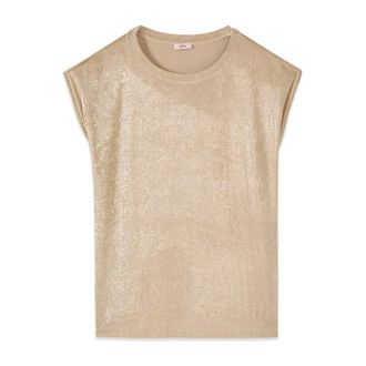 Oltre T-Shirt mit Metallic-Effekt - - Tops - Damen - Beige - XL