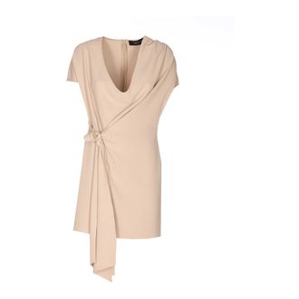 Federica Tosi Abito corto drappeggiato scollo V in cady - - Dresses - Damen - Beige - S