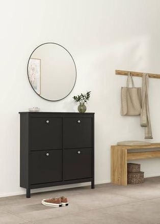 Dmora Schuhschrank Laurence, Schuhregal, Mehrzweck-Eingangsgarderobe, M&ouml;bel f&uuml;r Schuhe, 103x25 h103 cm, Schwarz