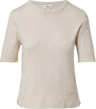 s.Oliver Kurzarmpullover Strickpullover Kurz&auml;rmeliger Strickpullover mit Rippb&uuml;ndchen im Slim Fit