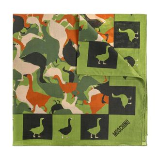 Moschino unisex, Accessoires, Vert, Taille: ONE Size Cotton Printed Scarf