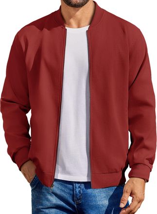 Coofandy Herren-Bomberjacke aus Baumwolle, leichte Fliegerjacken, l&auml;ssige Softshell-Jacke, Weinrot, XXL