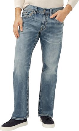Silver Jeans Co Herren Zac Relaxed Fit Straight Leg Jeans, Helles Indigo, 30W / 36L