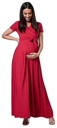 Happy Mama Femme Robe Maxi Maternit&eacute; dallaitement. Court Manches. 599p (Framboise, 46, 3XL)