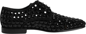 Dolce & Gabbana Schwarze Wildleder Strass Derby Formelle Schuhe - - Shoes - Herren - Schwarzk - 40 1/2 EU
