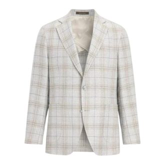 Oscar Jacobson Karierte Weiche Blazer Ferry Modell - - Jackets - Herren - Beige - XL