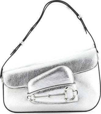 Gucci Horsebit 1955 Asymmetric Leather Small shoulder bag - Argent