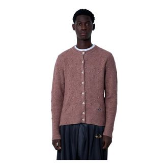 Vivienne Westwood Homme, Pulls, Rose, Taille: M Cardigan Tricoté avec Broderie Logo