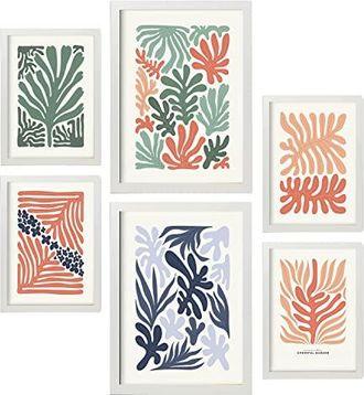 Nacnic Lot de 6 Affiches Minimalisme aux Couleurs Pastel. Motifs v&eacute;g&eacute;taux. Impressions de paysage et de nature pour la d&eacute;coration int&eacute;rieure et la d&eacute;coration