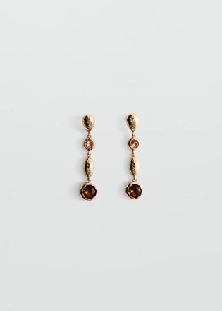 Mango Boucles doreilles pendantes strass or - Femme - Taille unique - MANGO