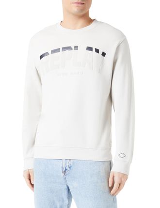 Replay Herren Sweatshirt aus Baumwolle, Sand 993 (Elfenbein), M