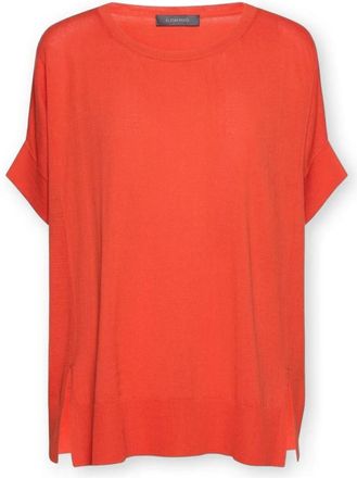 Elena Miro Femme, Pulls, Orange, Taille: 42/44 FR Boxy Top en coton et modal