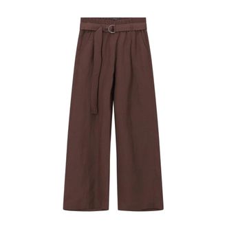 Windsor Femme, Pantalons, Brun, Taille: 44 FR Linen Palazzo Pantalons