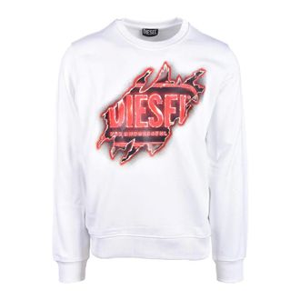 Diesel Homme, Sweatshirts et sweats &agrave; capuche, Blanc, Taille: 2XL Pull en Tricot de Coton