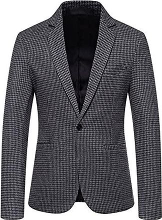 Generic Blazer pied-de-poule coupe ajust&eacute;e, blazer &agrave; carreaux de style tweed avec bouton unique, veste de costume intelligente, manteau formel &agrave; motif vintage
