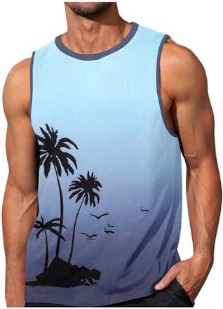 Generic D&eacute;bardeurs de sport hawa&iuml;ens palmiers vacances d&eacute;t&eacute; plage &eacute;t&eacute; A-shirt muscle chemises sans manches tropicales athl&eacute;tiques d&eacute;bardeurs athl&eacute;tiques graph
