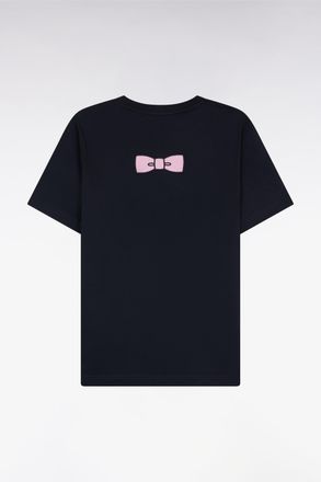 Eden Park T-shirt En Coton Pima Marine Broderie Dos Coupe Droite