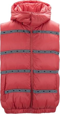 Versace Homme, Vestes, Rouge, Taille: 2XL Gilet Rouge avec Logo et Capuche Amovible