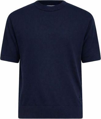 Laneus Homme, Tops, Bleu, Taille: L T-shirt &agrave; col rond avec logo brod&eacute;