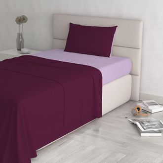 Italian Bed Linen Natural Color Bettwäsche Set, 100% Baumwolle, Lille/Pflaume, Einzeln