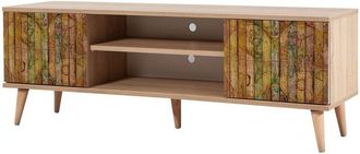 Les Tendances Meuble TV en bois clair à lamelles avec niche Kiza 725