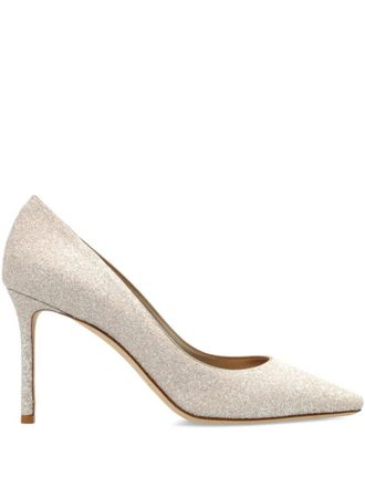 Jimmy Choo London Hohe Schuhe - Glitter-Finish Pointed Toe Flats With Slim Heel - Gr. 36,5 (EU) - in Beige - f&uuml;r Damen