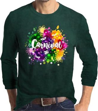 Generic Chemise Mardi Gras &agrave; manches longues pour homme - Col rond - Tendance - T-shirt basique amusant - Pour loisirs et vacances, Vert, XXL