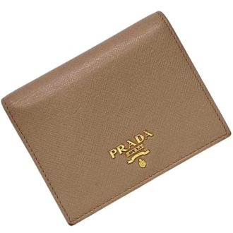 Prada unisex, Pre-owned, Beige, Taille: ONE Size Portefeuille M&eacute;tal Saffiano Vintage Pre-owned (bi-fold)