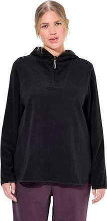 Ulla Popken Femme Pull Camionneur en Polaire, Coupe Courte et Oversize, Capuche et Manches Longues, matière recyclée Noir 58+ 834626100-58+