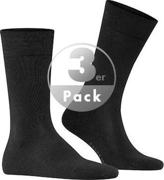 Falke Herren Socken schwarz Baumwolle unifarben