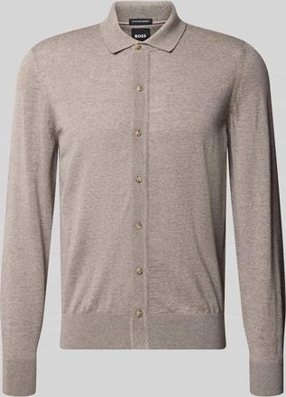 HUGO BOSS Strickjacke aus Wolle mit Hemdkragen