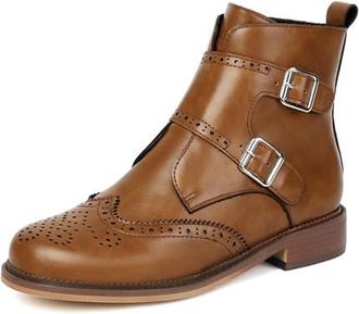 Generic Bottines western cowgirl pour femme, fermeture &eacute;clair lat&eacute;rale, bout rond, talons blocs bas, chaussures perfor&eacute;es &agrave; bout aile, jaune, 38.5 EU