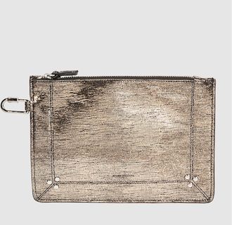 Jerome Dreyfuss Pochette Popoche M Cuir Lam&eacute; Champagne