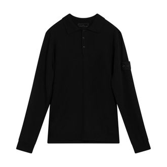 Stone Island Homme, Tops, Noir, Taille: S Pull Polo en Laine Vierge