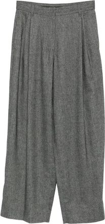 Max Mara Femme, Pantalons, Gris, Taille: 40 FR Pantalon Cropped &agrave; Plis sur le Devant