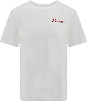 Marni Femme, Tops, Blanc, Taille: 36 FR T-shirt classique en coton avec col rond