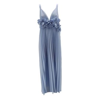 P.A.R.O.S.H. Langes Faltenkleid mit floralen Applikationen - - Dresses - Damen - Blau - S