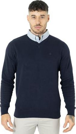 Noroze Hommes Pull-Over Faux col Manche Longue Pull tricoté Chandail Pullover Sweat-Shirt (3XL, Marine)