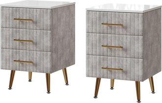 Vicco Nachttisch Velia, Grau, 41 x 62 cm 2er Set