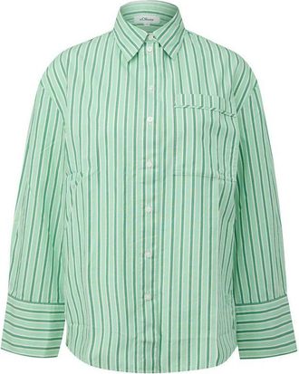 s.Oliver Langarmbluse Bluse Gestreifte Popeline-Bluse im Relaxed Fit mit Hemdkragen