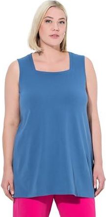 Ulla Popken Femme Grandes Tailles Top Long, Classic, Encolure carrée Bleu Jean 50+ 807310721-50+