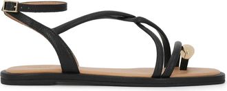 Kazar Femme, Chaussures, Noir, Taille: 37 EU Sandale Plate avec Bride Orn&eacute;e &agrave; lAvant