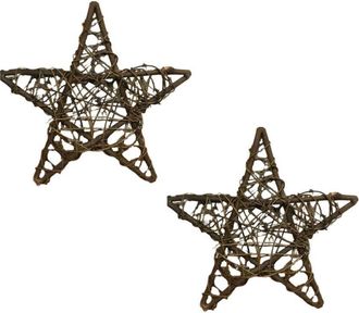 Amosfun 2st Weihnachtsstern Dekorationen Ornamente Vintage Rustikale Weihnachtsdekorationen Korbweidenrattansterne Rustikaler Weinrebenkranz Stern Baum Topper