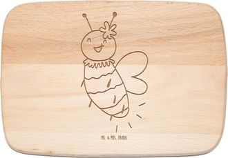 Mr. & Mrs. Panda Schneidebrett Biene Blume - Geschenk, Fr&uuml;hst&uuml;cksbrettchen, schneidbrett, Holzbrett, vesperbrett, Fr&uuml;hst&uuml;cksbrett