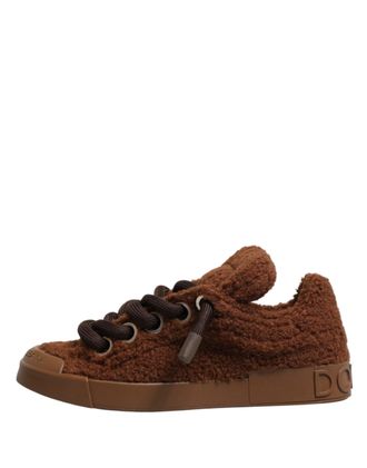 Dolce & Gabbana Faux Shearling Low-Top Sneaker - Brown