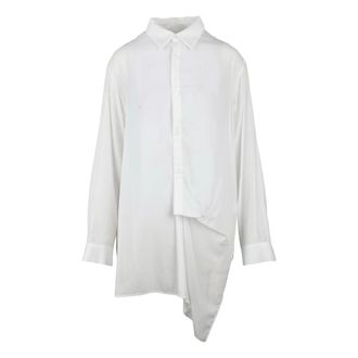 Yohji Yamamoto Femme, Blouses et Chemises, Blanc, Taille: 38 FR Camicia Asimmetrica