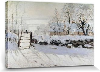 1art1 Claude Monet Poster Die Elster, 1868-69 Bilder Leinwand-Bild Auf Keilrahmen | XXL-Wandbild Poster Kunstdruck Als Leinwandbild 120x80 cm